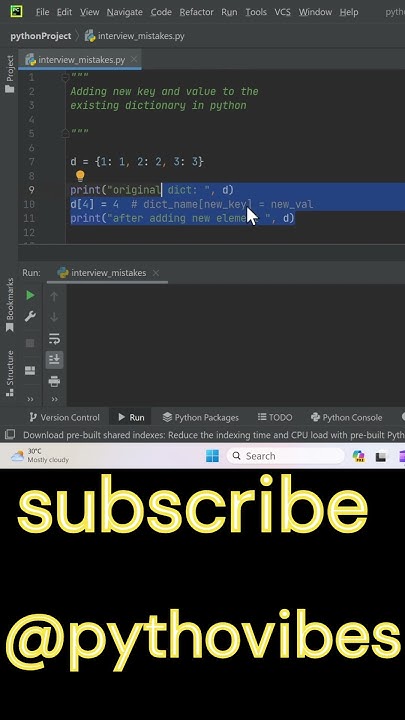 How To Add An Item To An Existing Dictionary In Python Interview Coding Pythonvibes Youtube