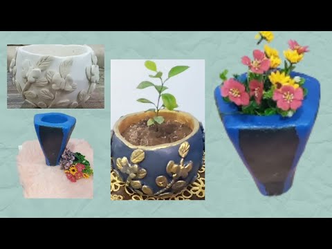 Cement flower pot, ease of making pottery with cement, making cement ...