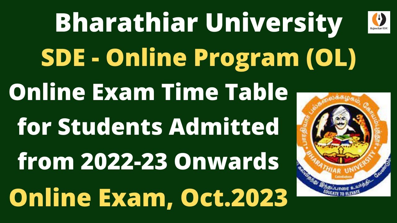 Online Exam (OL Program) Time Table Oct.2023 Released| Bharathiar ...