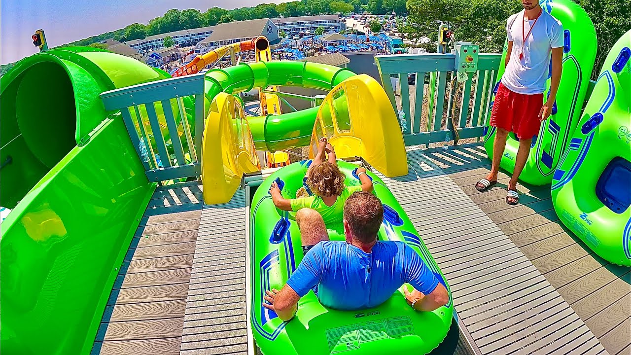 Riptide Rockets Water Slide at Wicked Waves Cape Cod Waterpark in Yarmouth, USA - YouTube