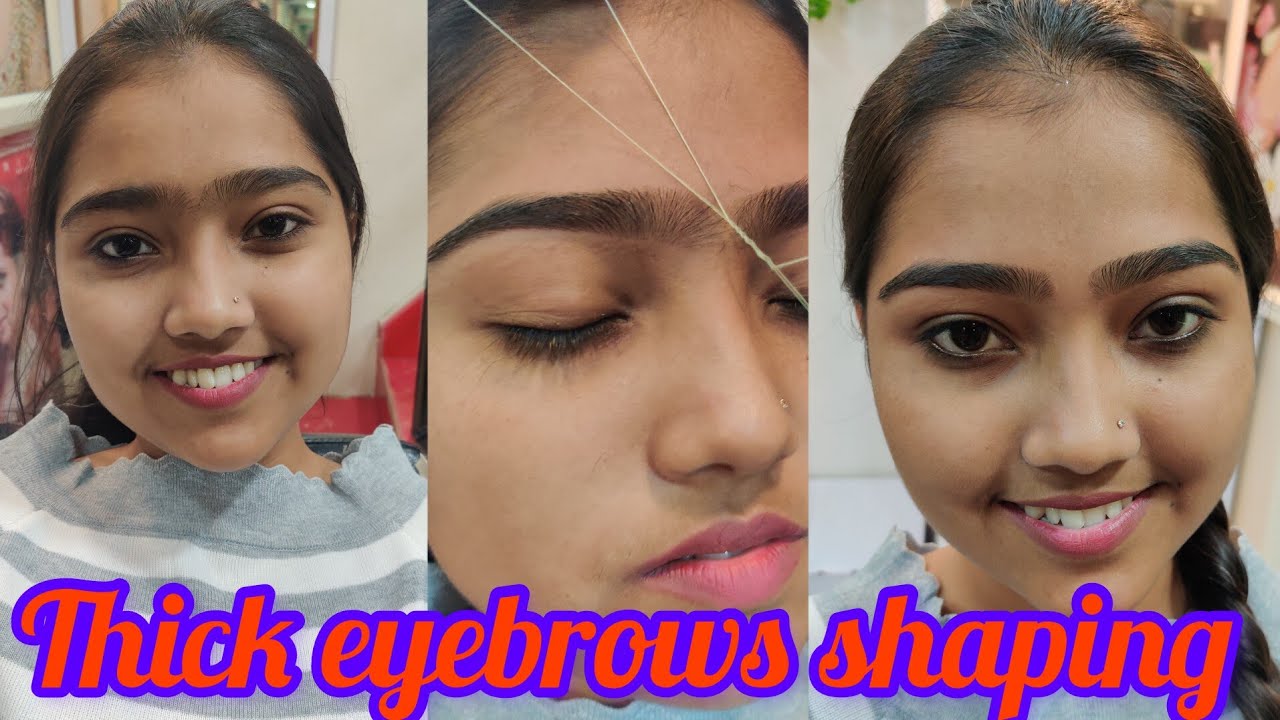 College girl thick eyebrows shaping/eyebrows threading/unwanted hair removal ...