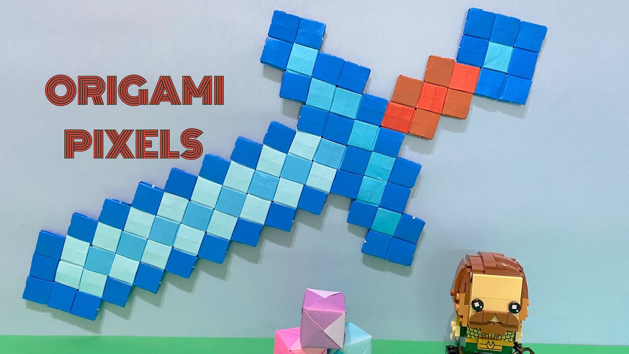 Origami Pixels (Jo Nakashima) | Origami Easy 摺紙 像素畫 Minecraft Sword ...