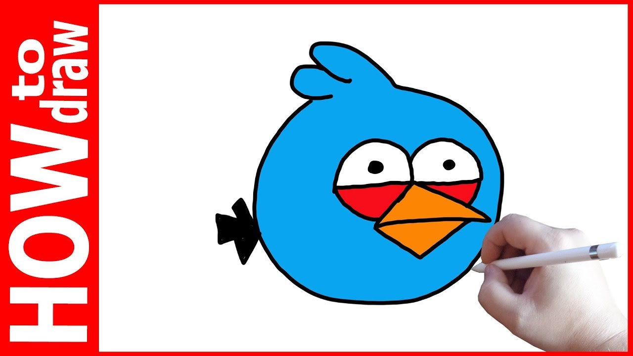How to draw Angry Birds, Blue, Как нарисовать Энгри Бёрдс - YouTube