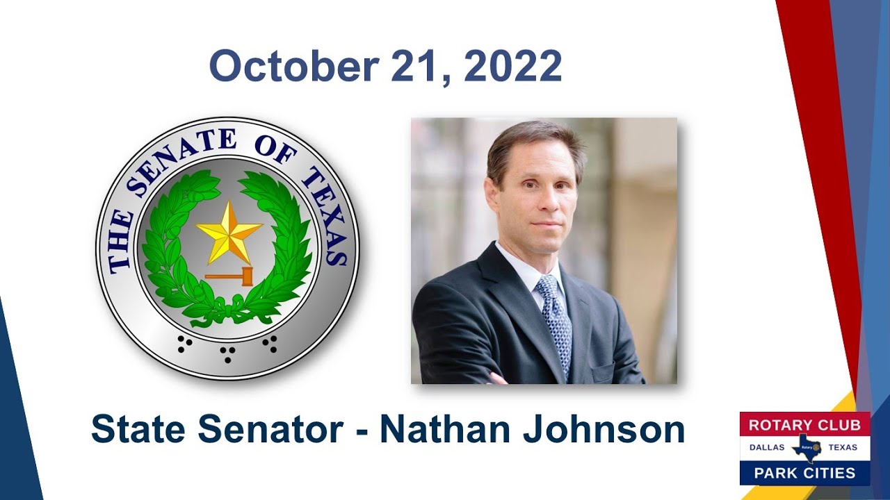October 21, 2022 Club Meeting - State Senator Nathan Johnson - YouTube