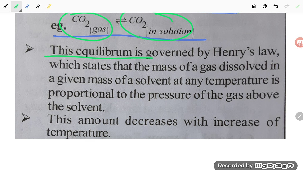 Equilibrium involving dissolution of solid and gas in liquids - YouTube