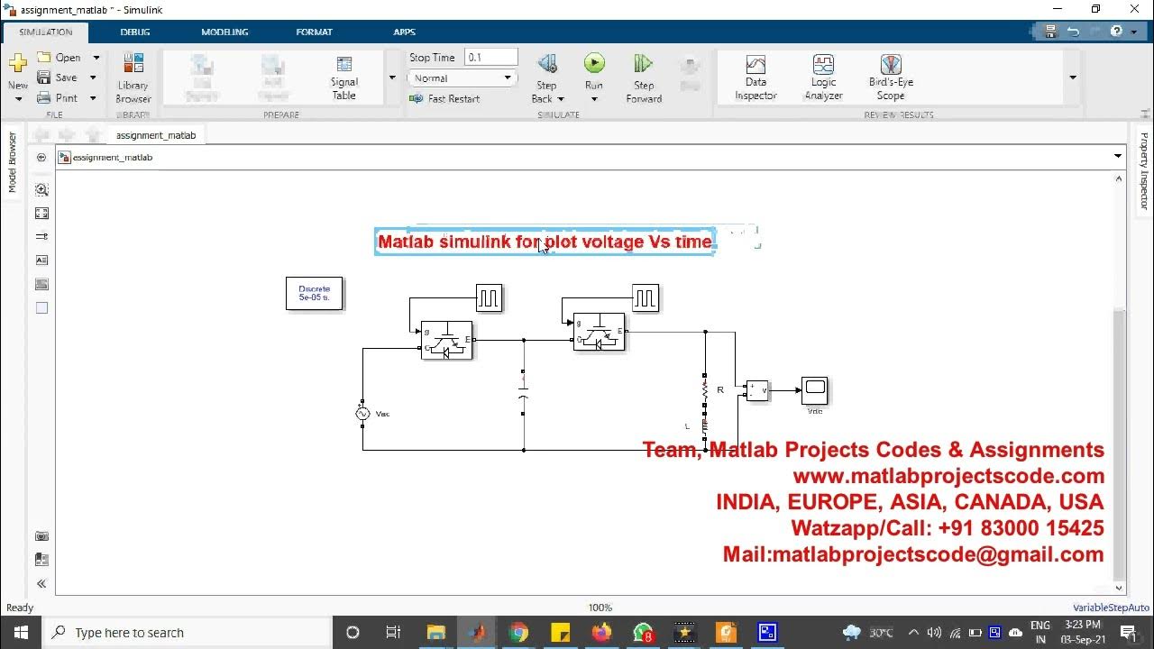 Matlab simulink model for plot voltage Vs time - YouTube