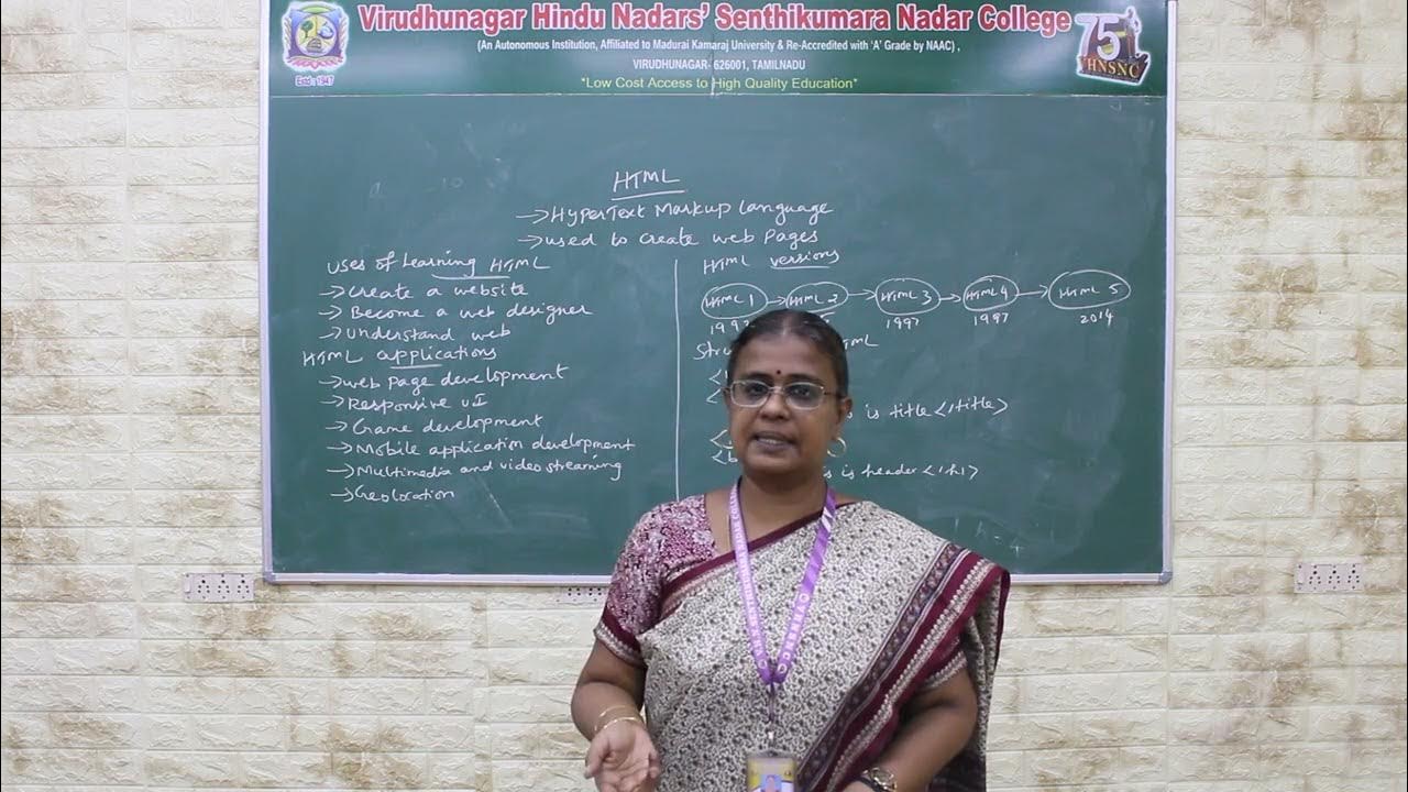 Introduction to HTML | HTML | V.H.N.S.N.College (Autonomous) - YouTube