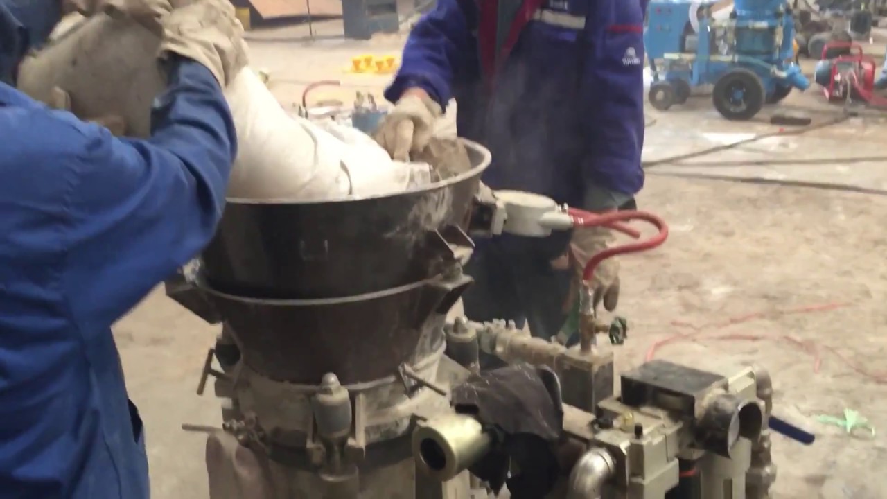 Refractory gunning machine working test - YouTube