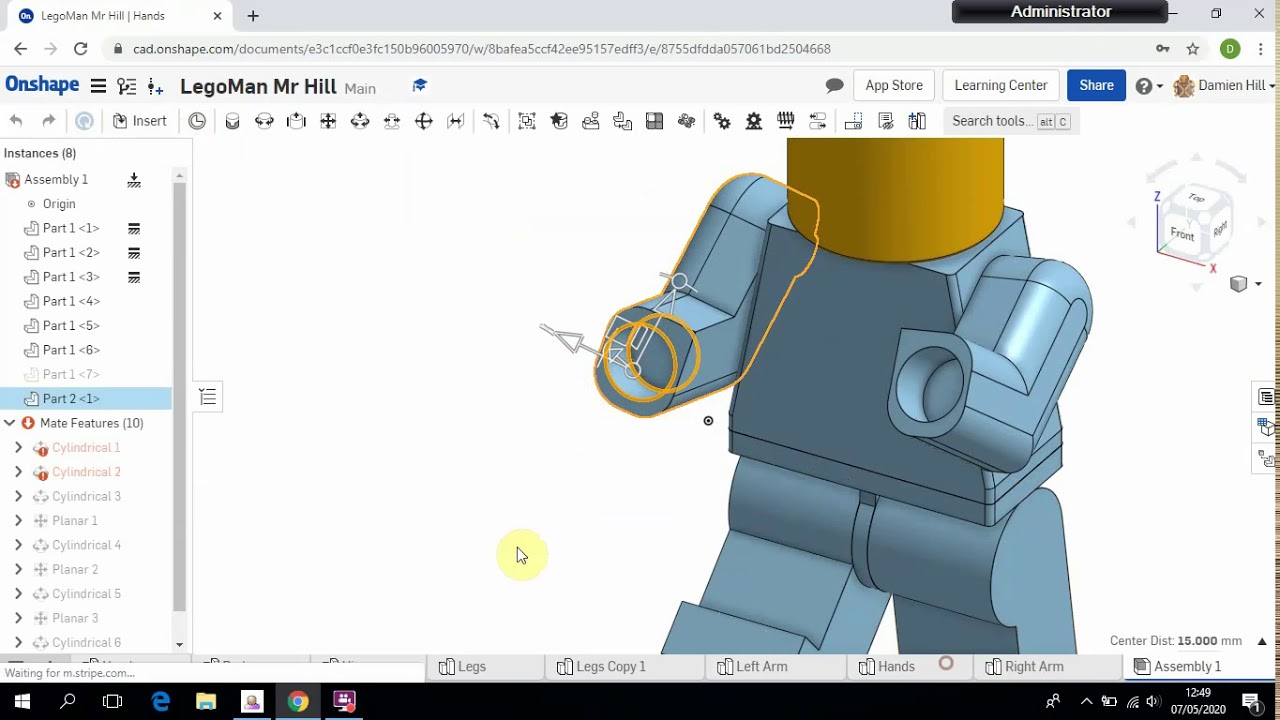 Onshape Lego Man Hand - YouTube