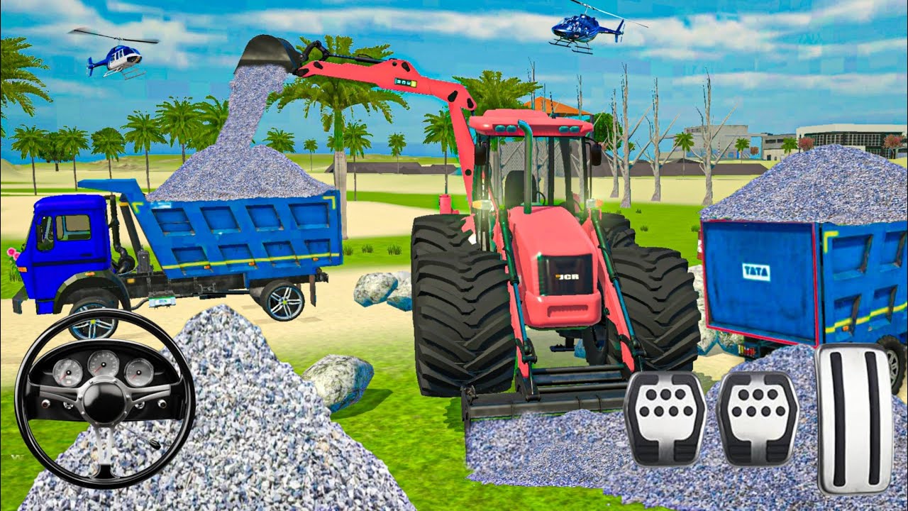 Drive JCB And loaded stone in nel colour Damper Unloading from Damper ...