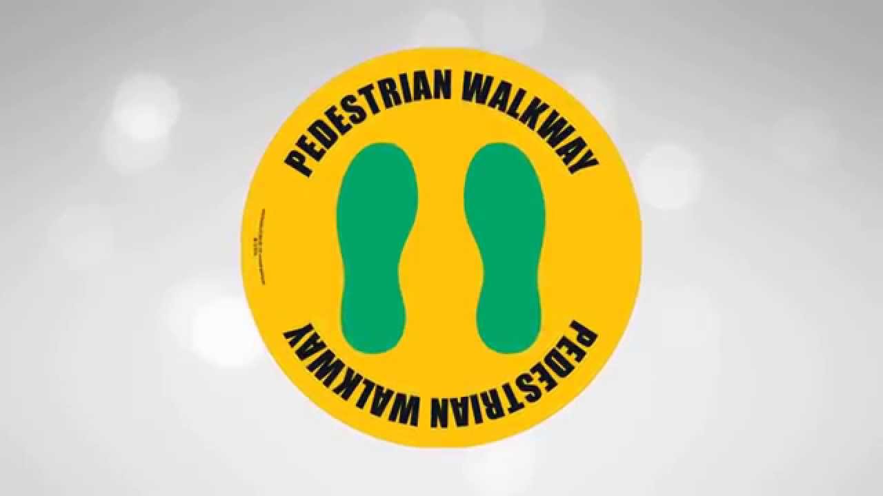 Pedestrian Walkway Feet Floor Sign - Stop-Painting - YouTube