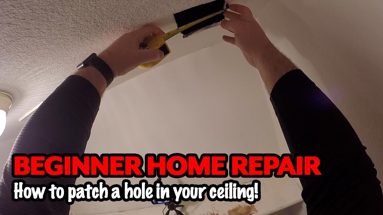 Beginner Home Repair - Patching a hole in my ceiling - YouTube