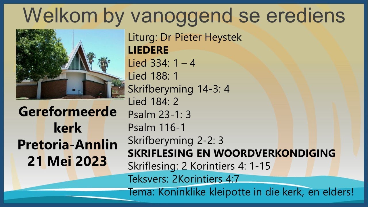 21 Mei 2023 - “Koninklike” kleipotte in die kerk (gemeente), en elders ...