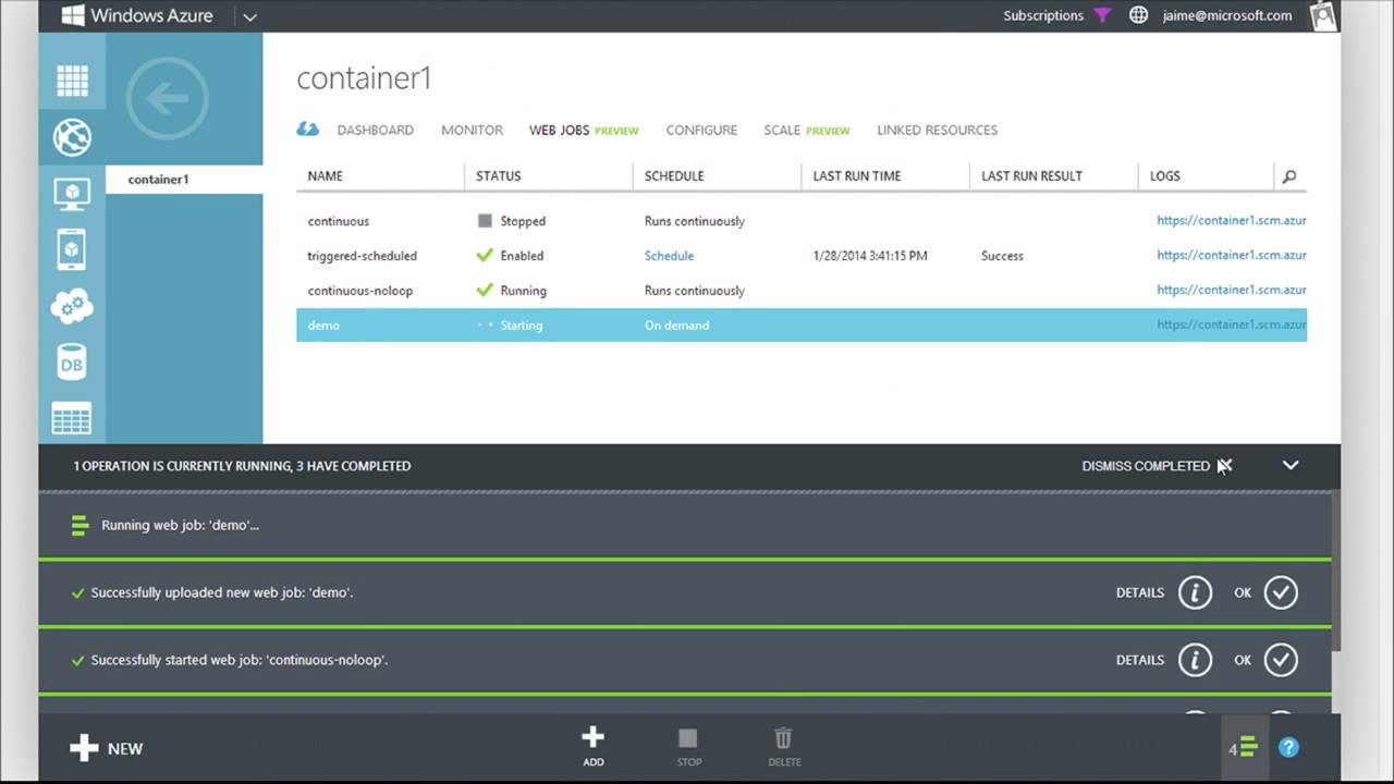 Azure WebJobs 102 - Scheduled WebJobs and the WebJobs Dashboard with Jamie Espinosa - YouTube