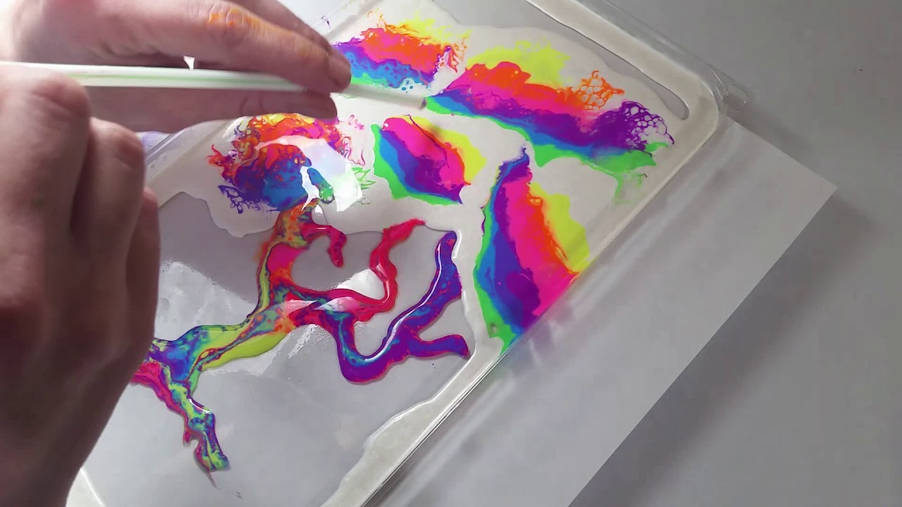 Rainbow Tree Acrylic Pouring tools and techniques - YouTube