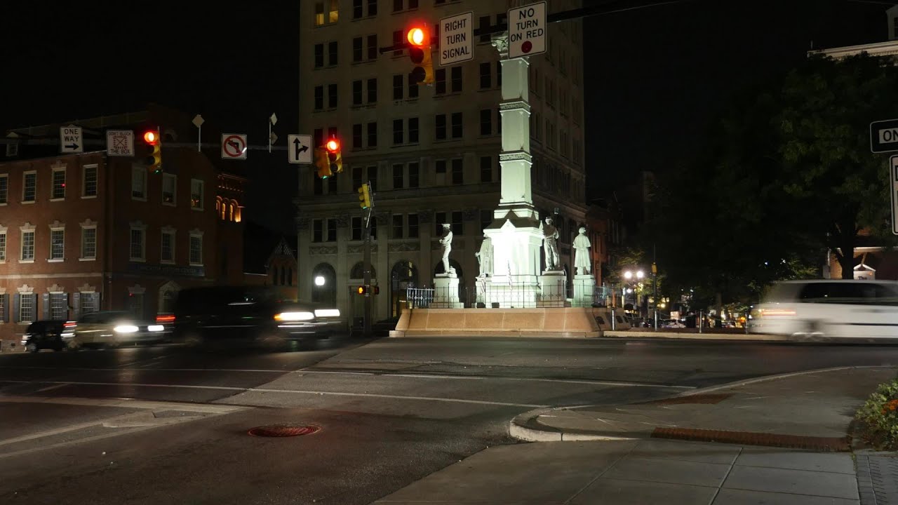 Lancaster At Night 9-21-14; Downtown and Amtrak Station - YouTube