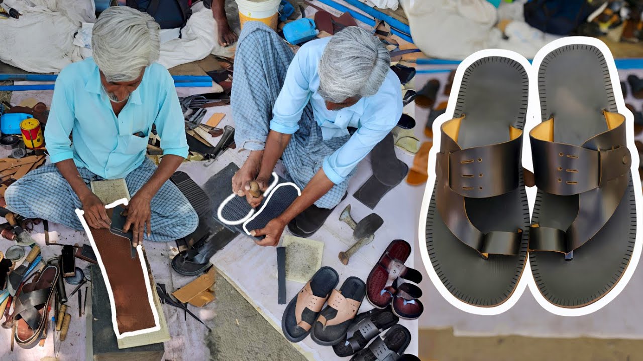 How Handmade Leather Sandals Are Made | Traditional Chappal Making ...