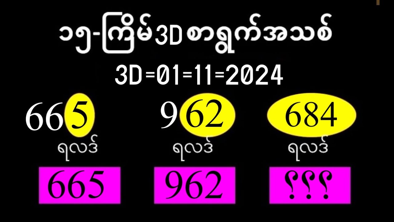 တိုက်ရိုက်ရလဒ် ယနေ့ တိုက်ရိုက်ထုတ်လွှင့်မှုအချိန်ထွက်ဂဏန် 3d 01 11