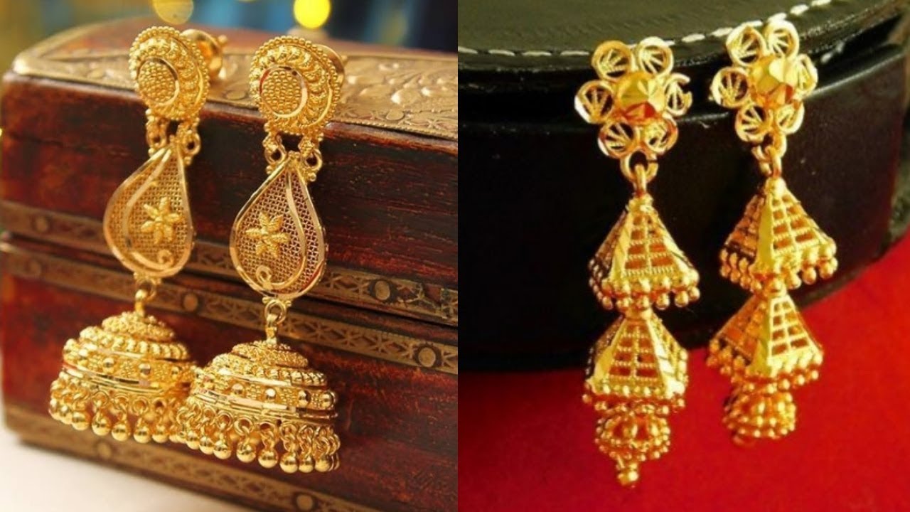 New Latest Gold Jhumka Designs | Golden Jhumka Designs | Gold Jhumka ...