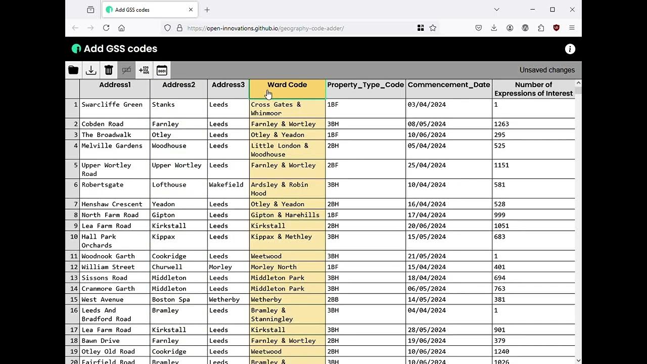 Add GSS codes to a CSV file - YouTube