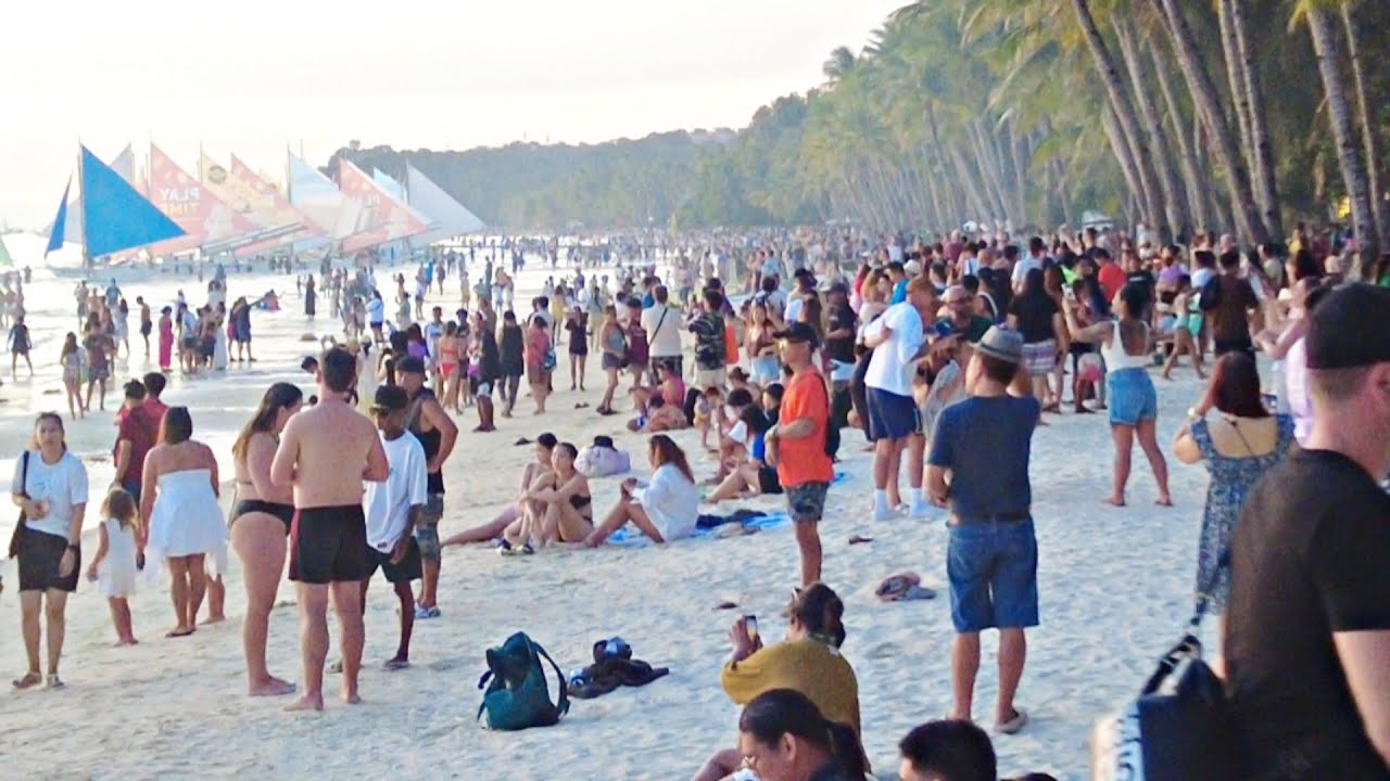 Look! This is BORACAY White Beach on April 11 2025 5:20pm Walk Crowded ...