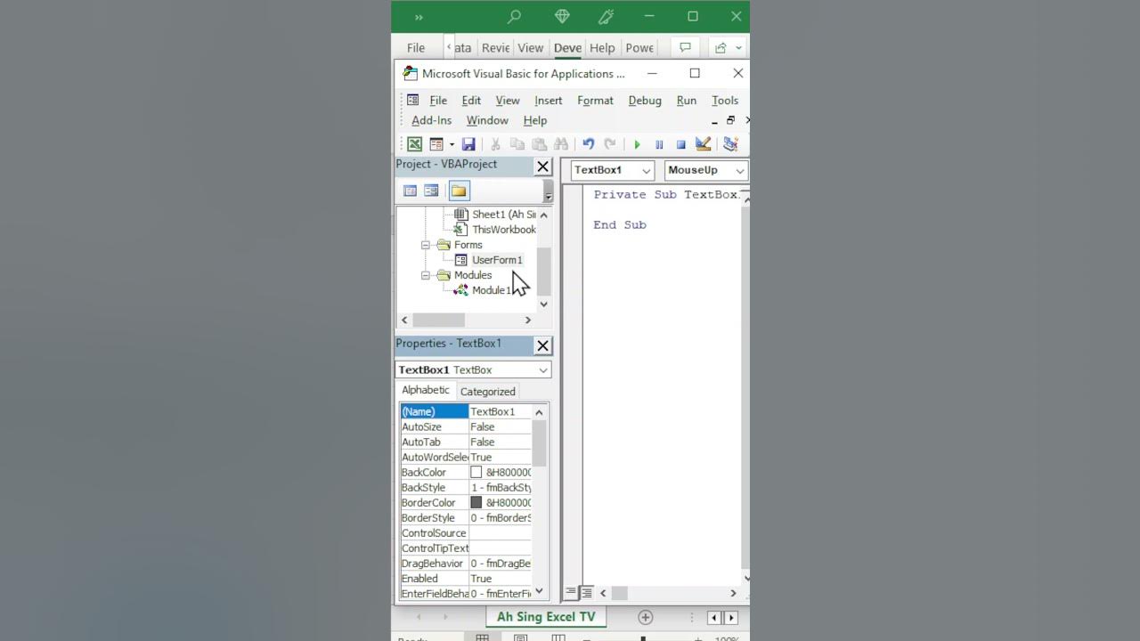 Auto-select all text in a TextBox on UserForm using VBA - YouTube