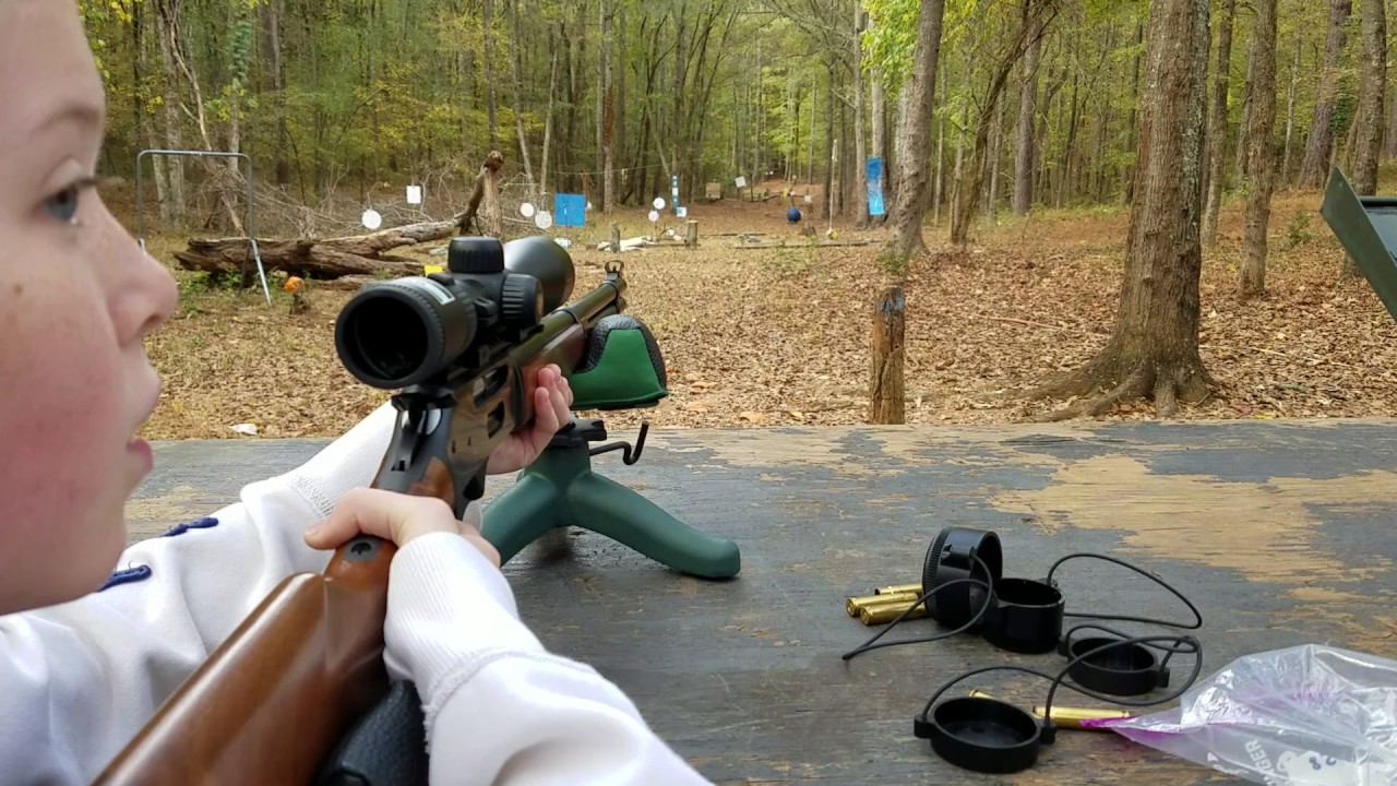 Carli Shooting Marlin 35 Remington Full Power Loads - YouTube