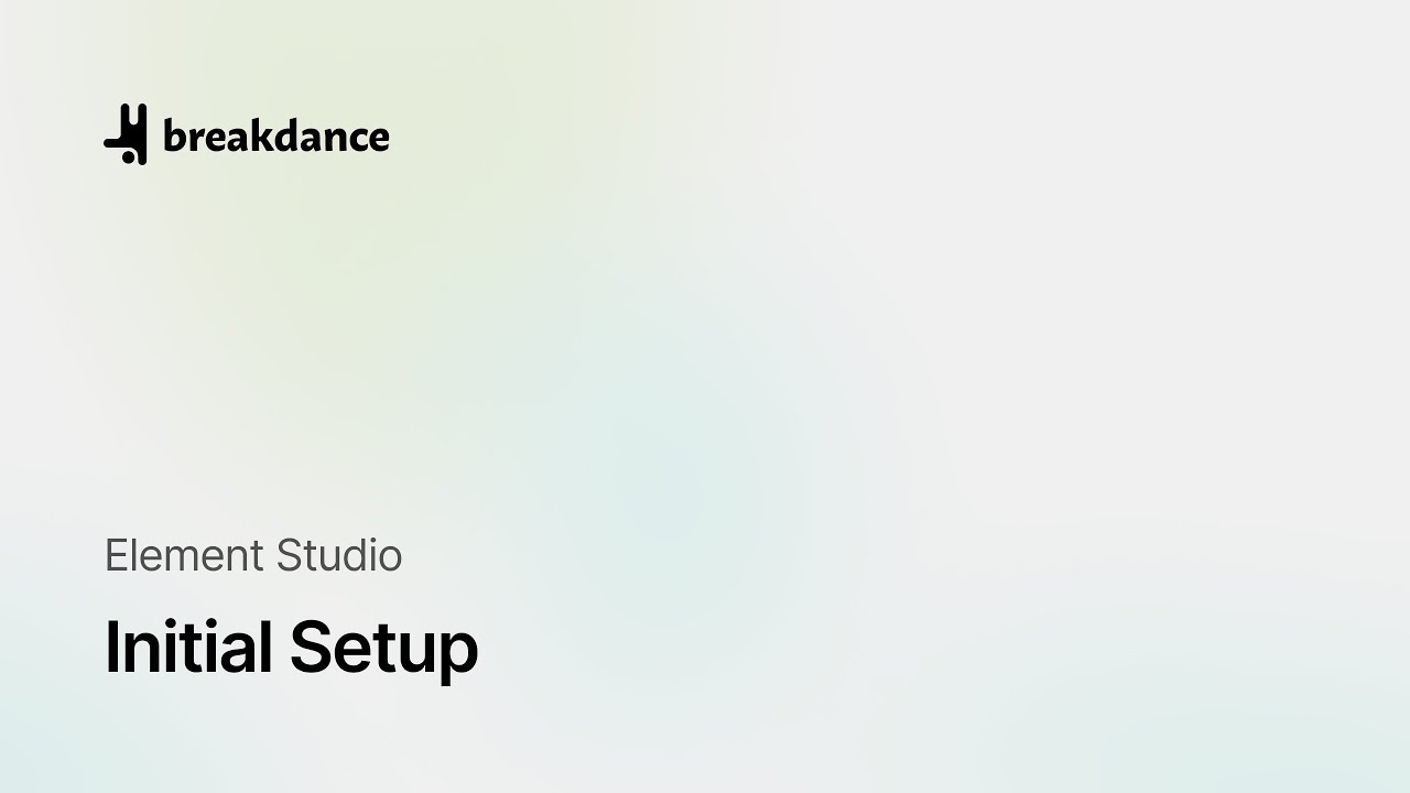 Element Studio Initial Setup - YouTube