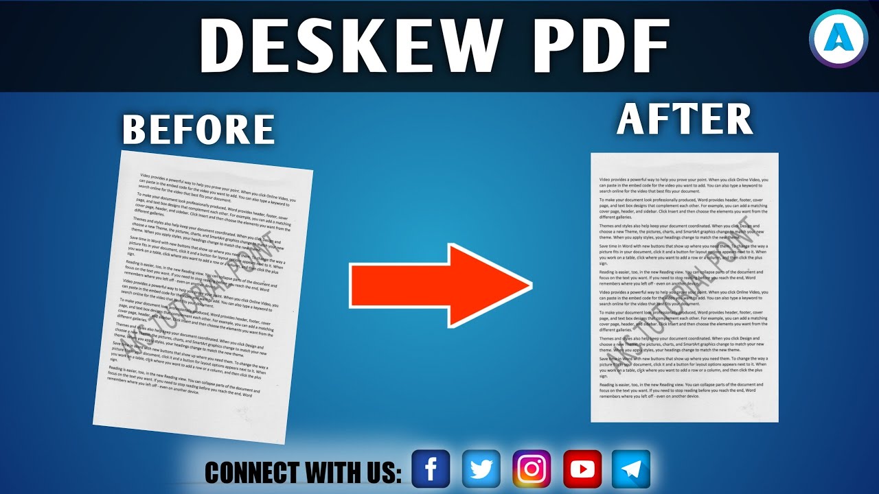 How to Deskew Pdf || Pdf file ko straighten kaise kare || - YouTube