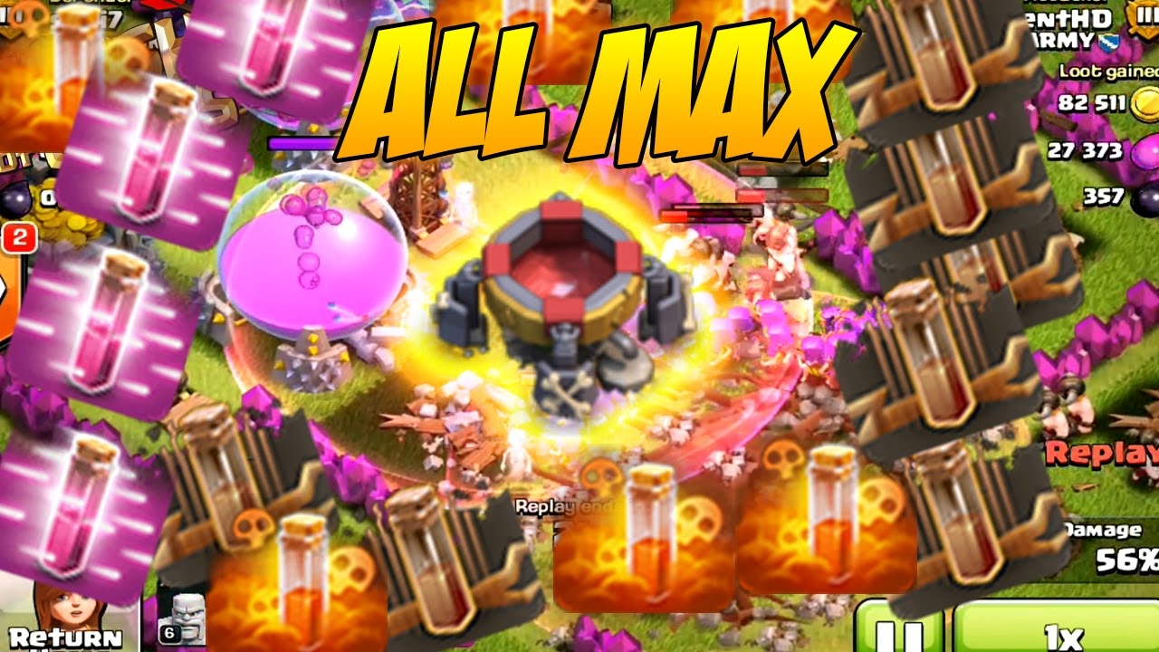 Clash of Clans | "NEW" All Dark Elixir Spells Raid! (POISON, EARTHQUAKE ...