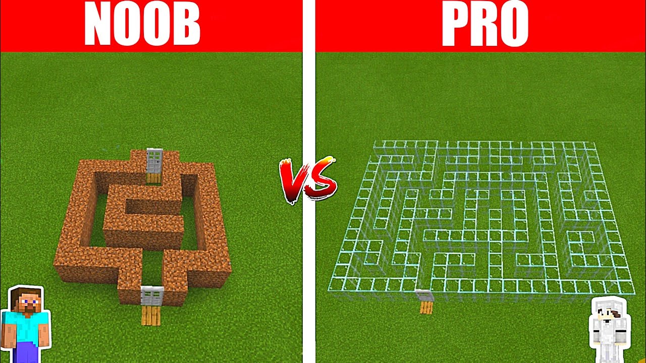 Minecraft NOOB vs PRO GIANT MAZE HOUSE BUILD CHALLENGE ! SECRET MAZE ...