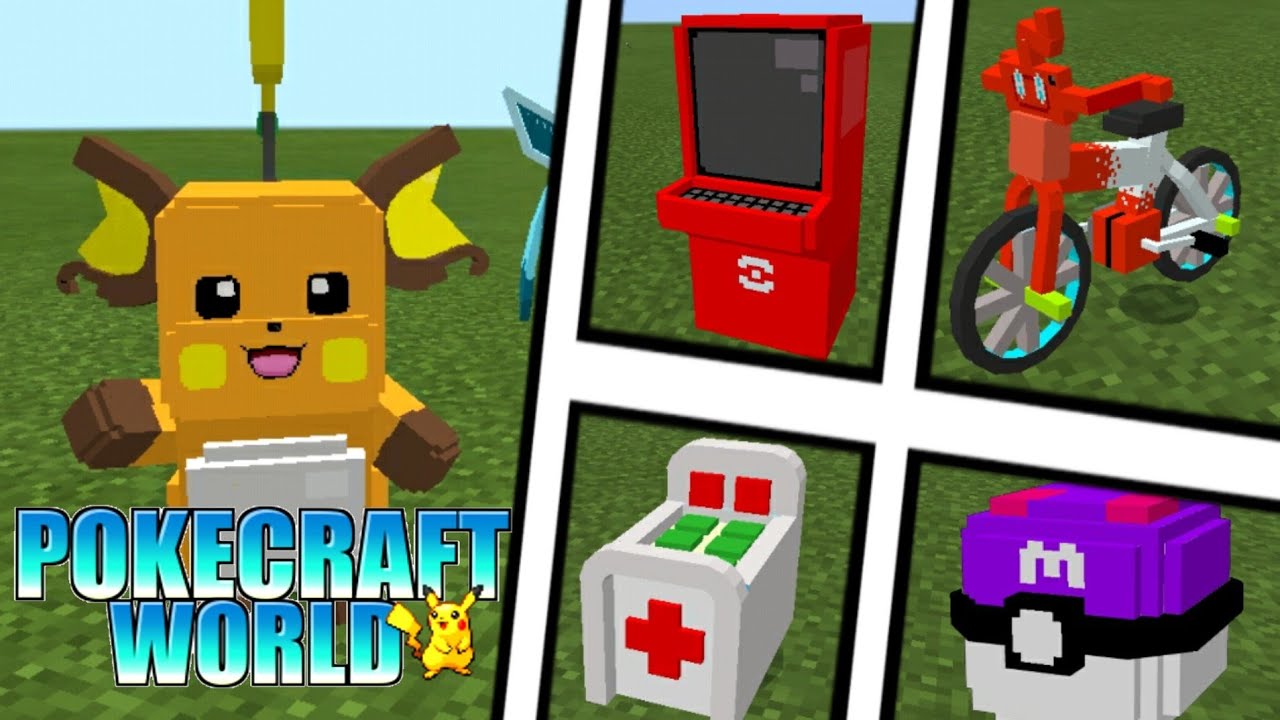 ADDON POKECRAFT WORLD v2!!! HEALER, BIKE, PC e NOVOS POKÉMON!!! - YouTube