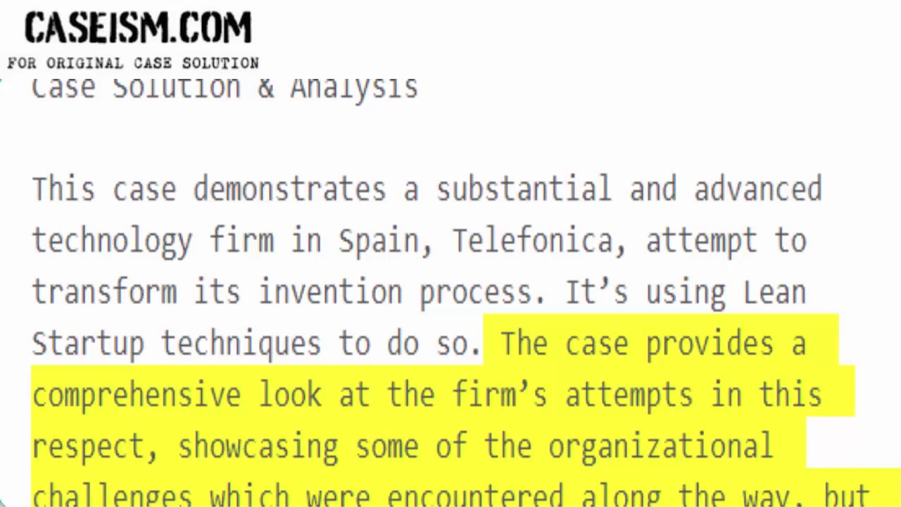 Telefonica: A Lean Elephant Case Solution & Analysis Caseism.com - YouTube