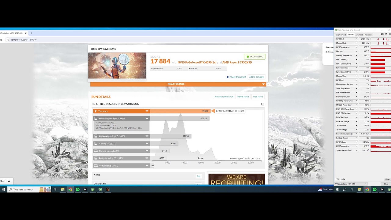 Test New PC RTX 4090 Asus Rog Strix AM5 R9 7950x3D 3DMARK TIME SPY ...