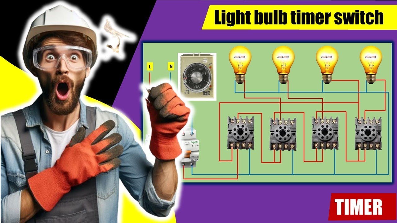 Light bulb timer switch wiring diagram | timer switch - YouTube