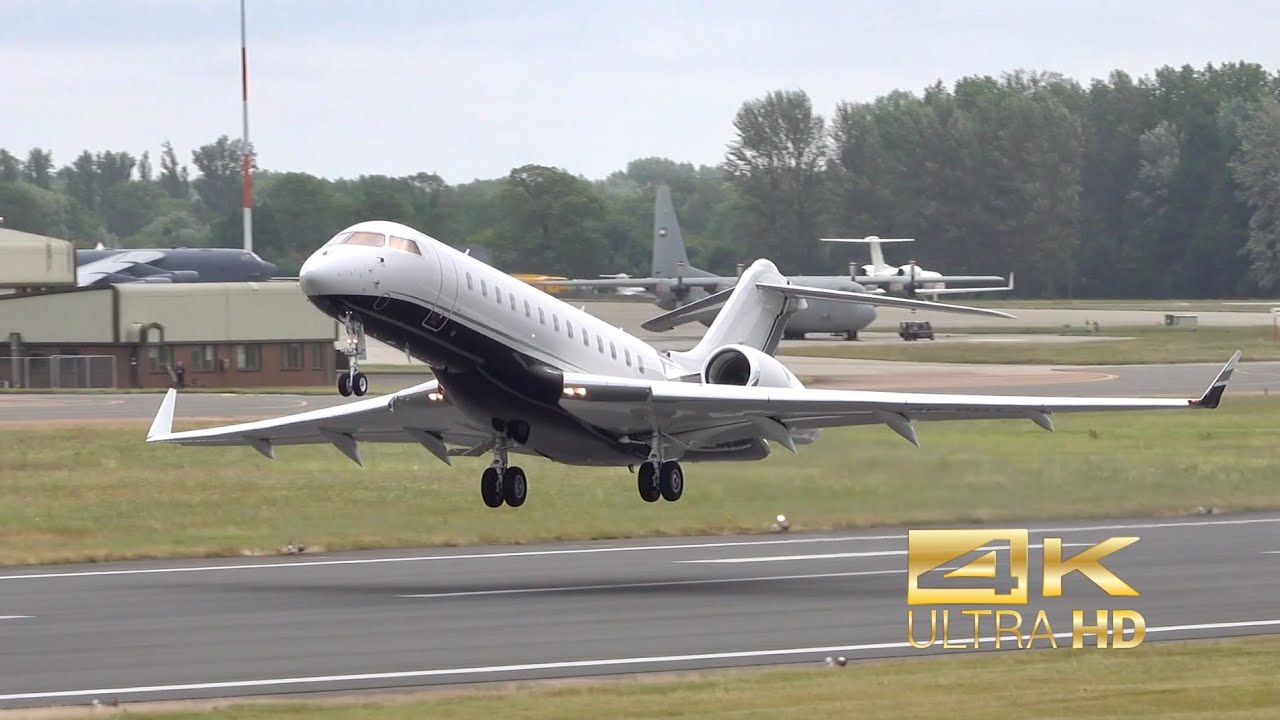 (4K) Bombardier Global 5000 6000 7500 arrival and departure Compilation ...