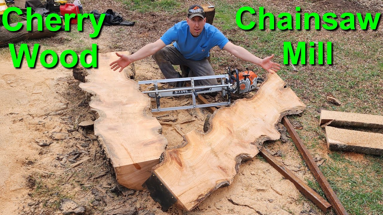 Cherry Tree Slabbin' With Alaska Chainsaw Mill - YouTube
