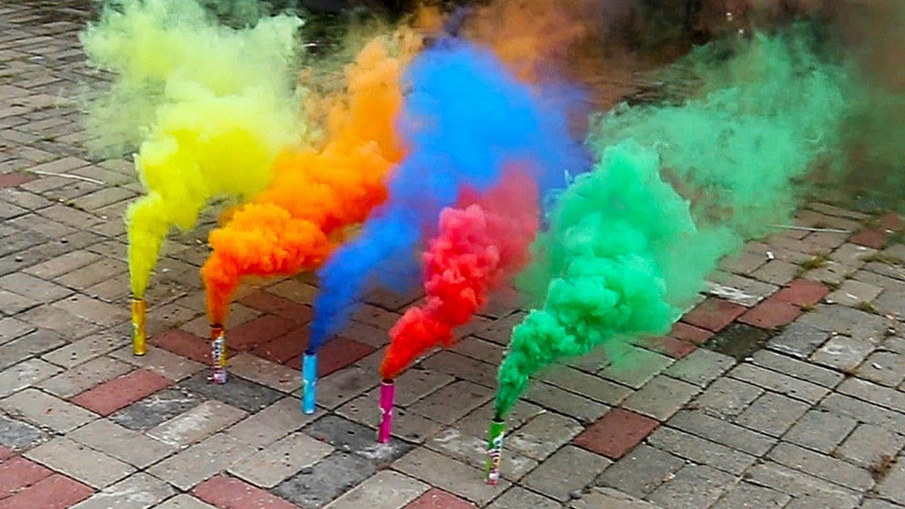 Main Petasan Asap Langsung 5 Warna - Satisfying Experiment - YouTube