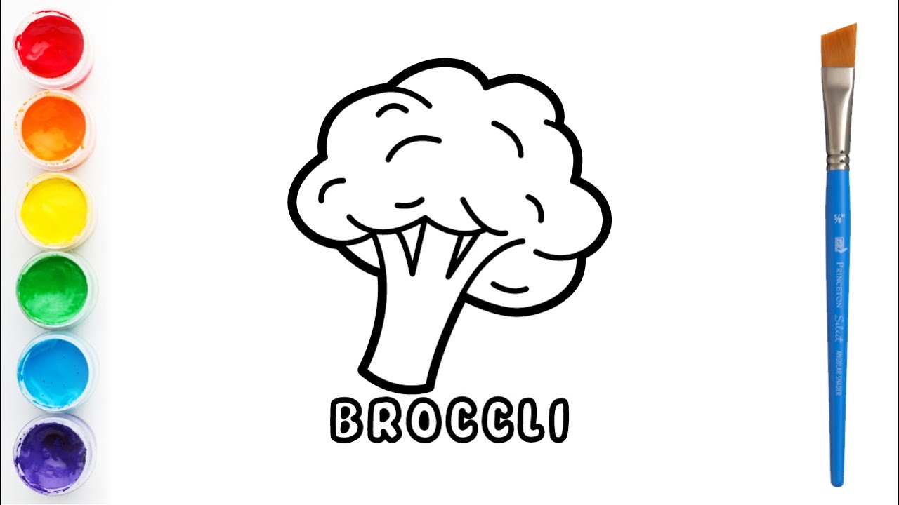 Broccoli Drawing | How to draw a cute Broccoli with colour easy step by ...