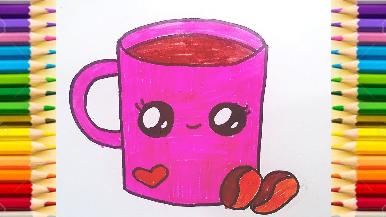 how to draw a Cute coffee cup| step by step |@haniahoriadrawing - YouTube