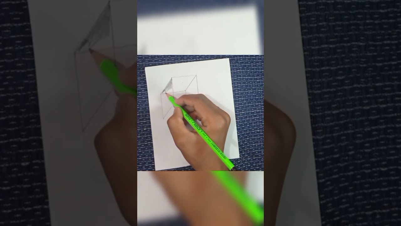 How Draw 3d Square Cube On Paper | #short | How Draw 3d Pictures Step ...