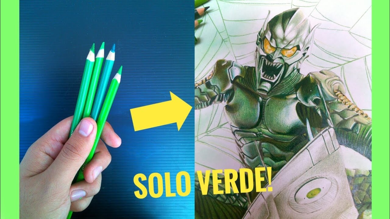 DIBUJO AL DUENDE VERDE SOLO CON COLOR VERDE! - YouTube