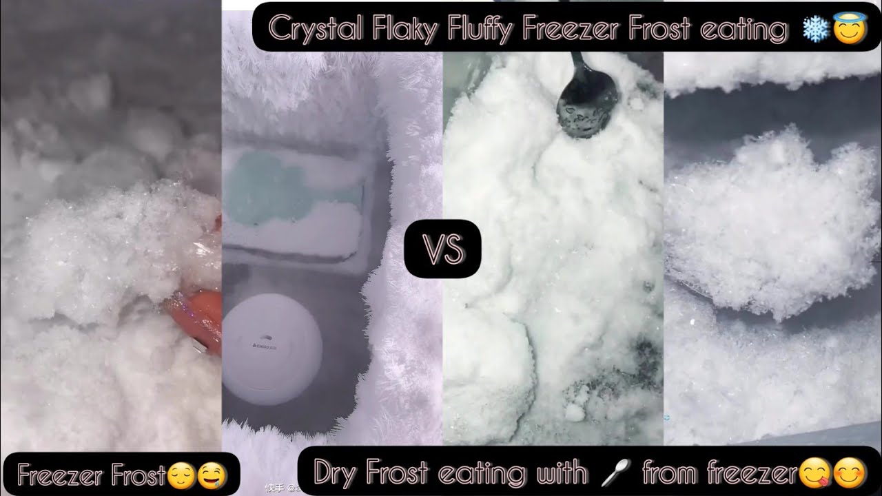 Frozen Freezer 😊Crystal Flaky Fluffy frost 😋 VS Dry Frost eating from ...