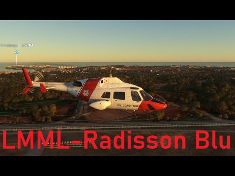 Flight with Bell 222 US Coast Guard around Malta to Radisson Blu ...
