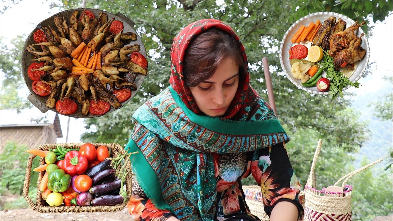 IRAN! Village Style Delicious Fried Quail with Fresh Vegetables ...