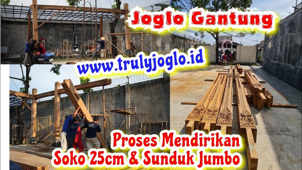 Dirikan Soko25cm Sunduk Joglo gantung Jumbo diatas umpak batu Merapi ...