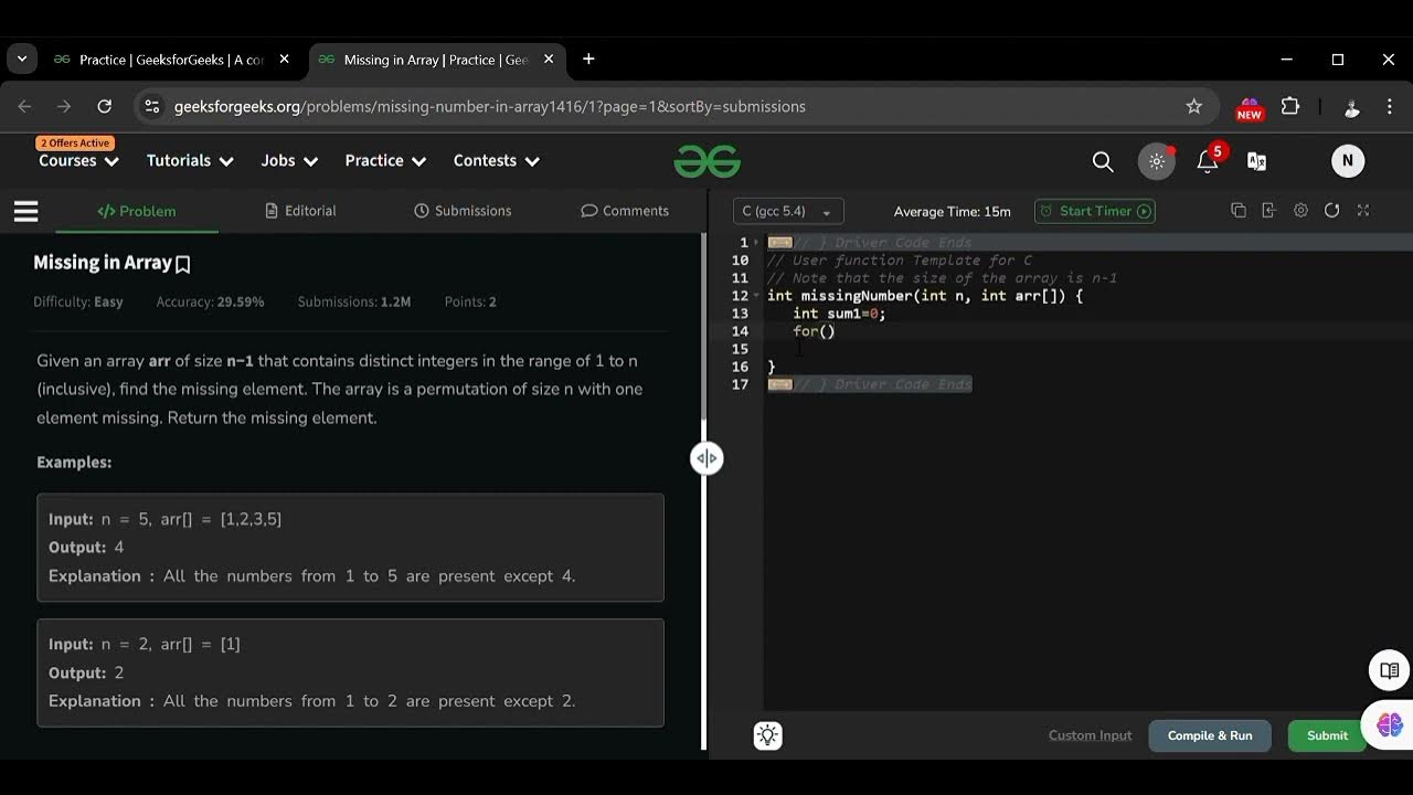 Day 1 : Question 1: Finding missing elements in array - YouTube