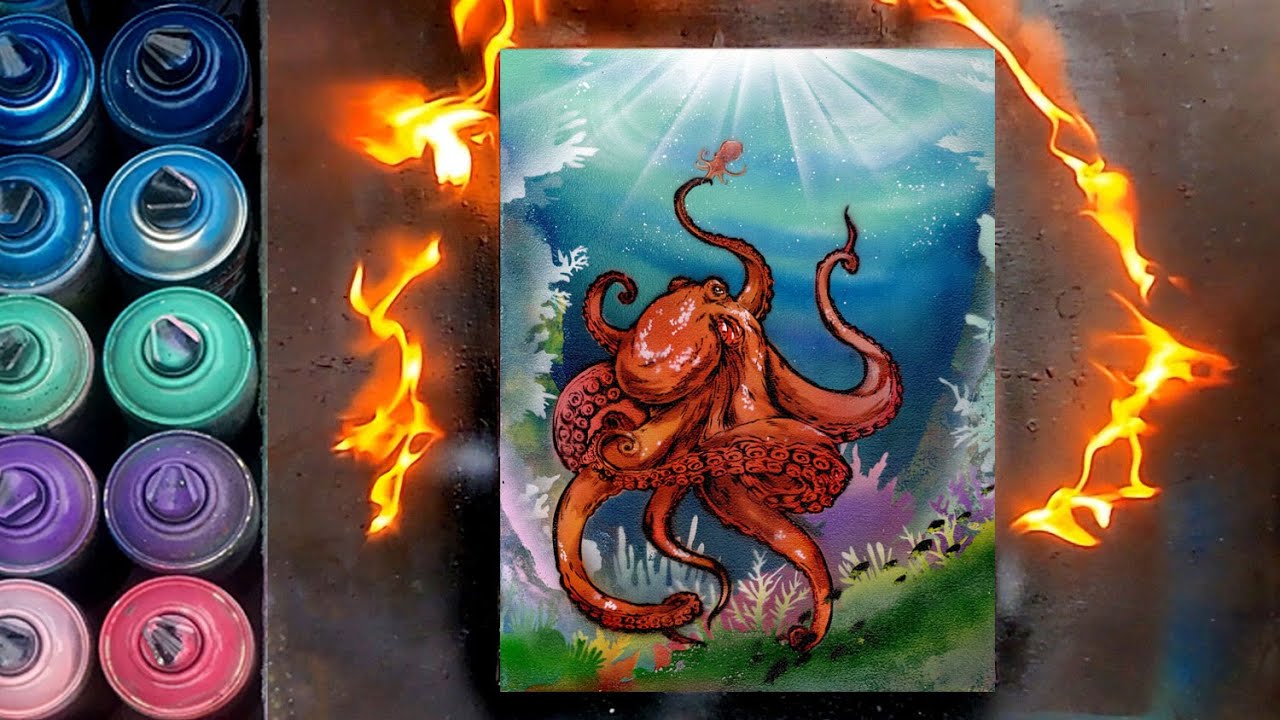 Giant Octopus by Spray Art Eden - YouTube