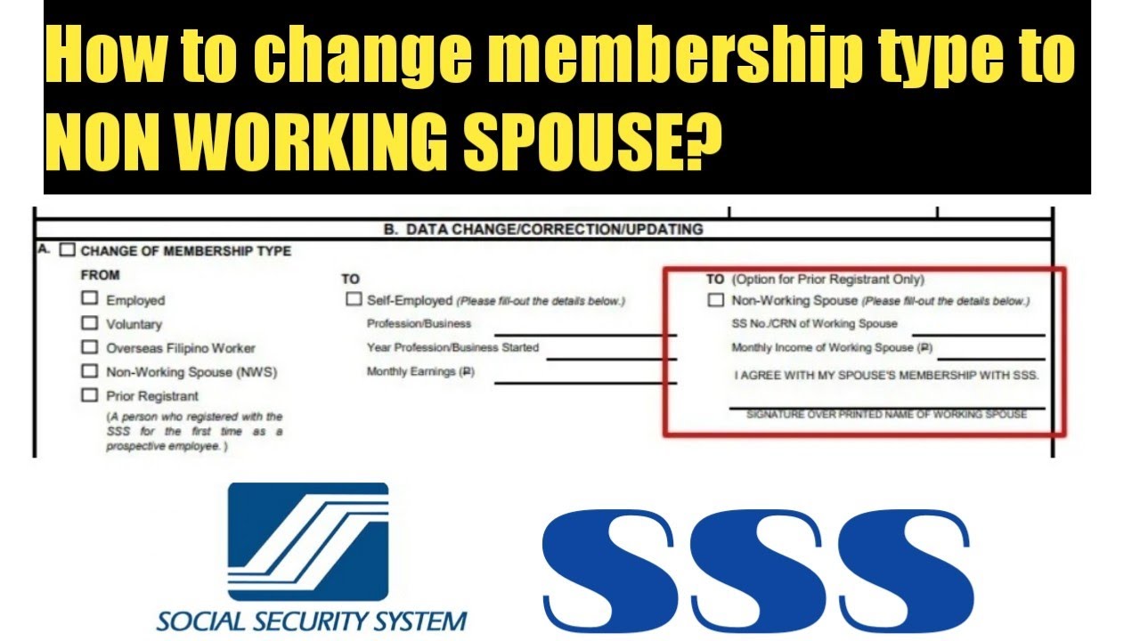 How to change SSS membership status to NON WORKING SPOUSE? - YouTube