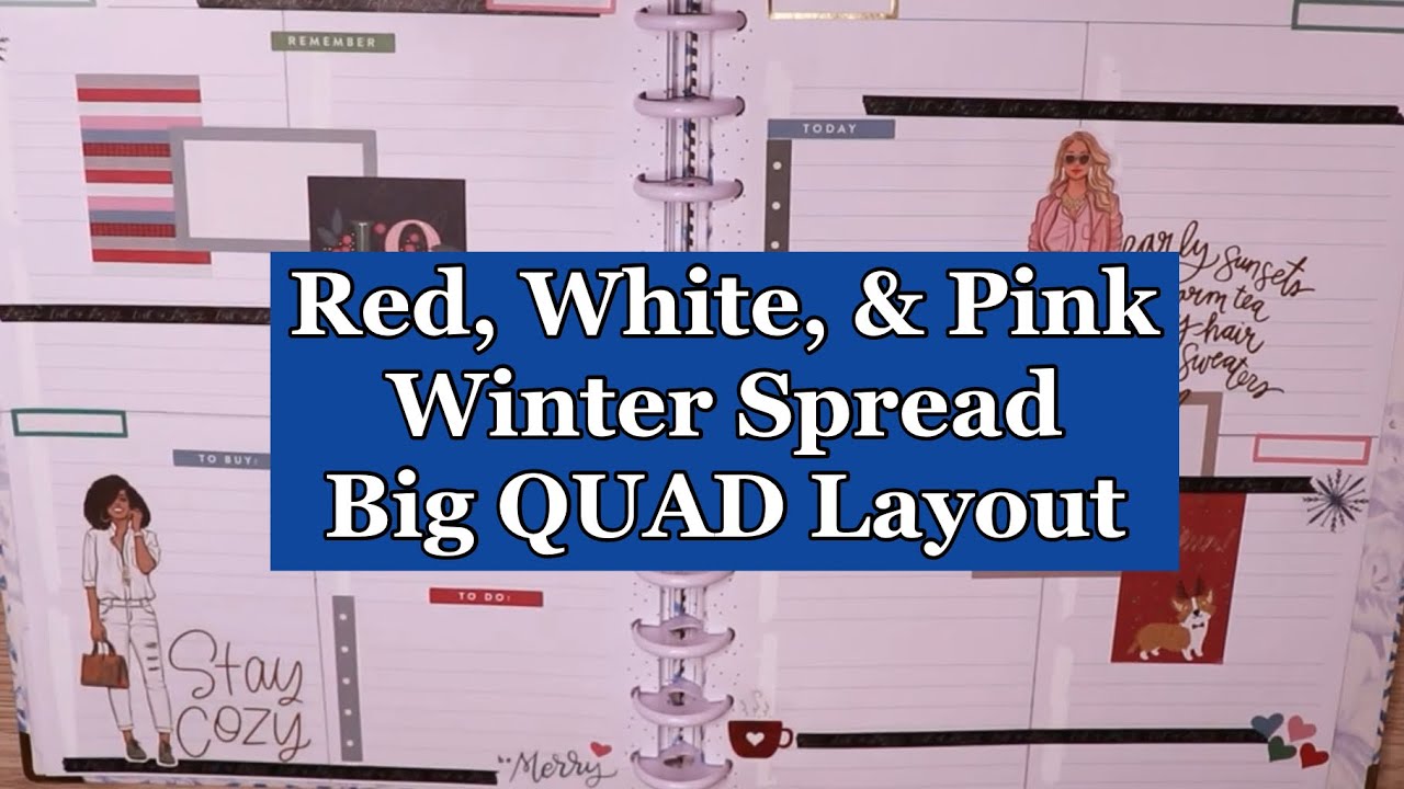 Plan With Me **Winter RED, WHITE, & PINK Spread** Happy Planner DIY Big ...